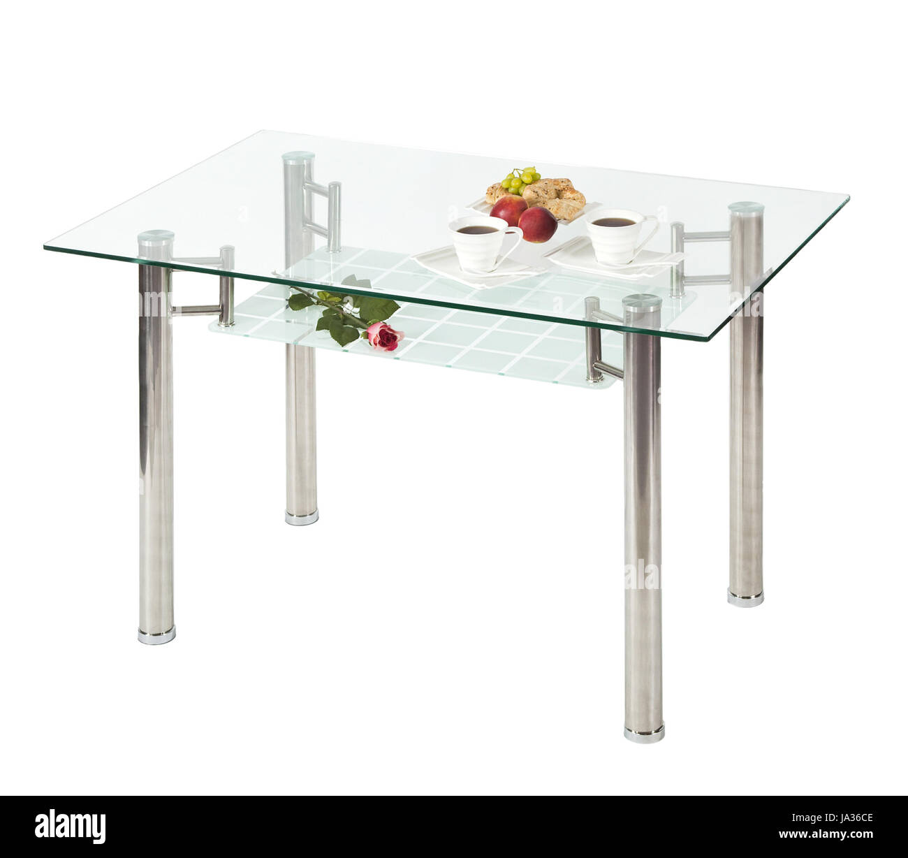 Rectangular glass top dining table - isolated Stock Photo - Alamy