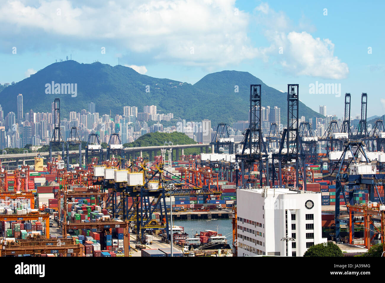 Lot's of cargo freight containers in the Hong Kong Stock Photo - Alamy