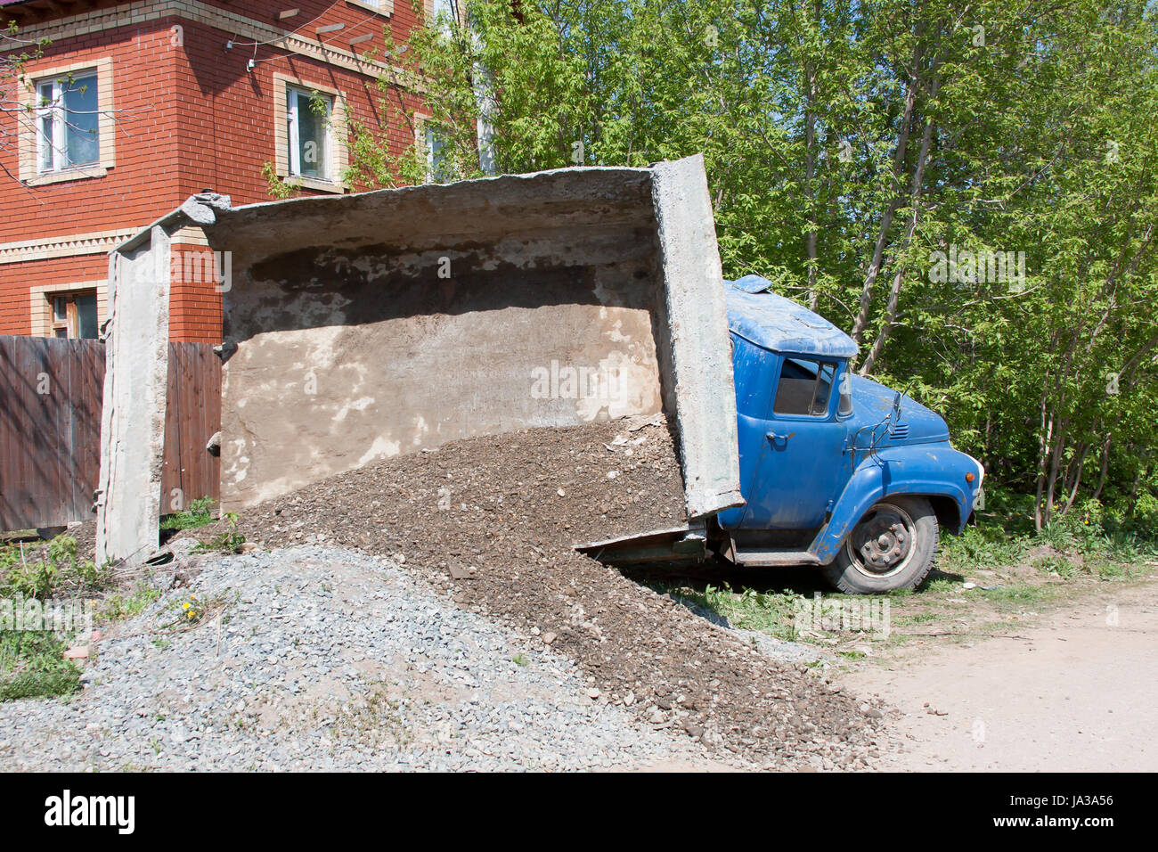 a truck with a load fell down on a starboard Stock Photo - Alamy