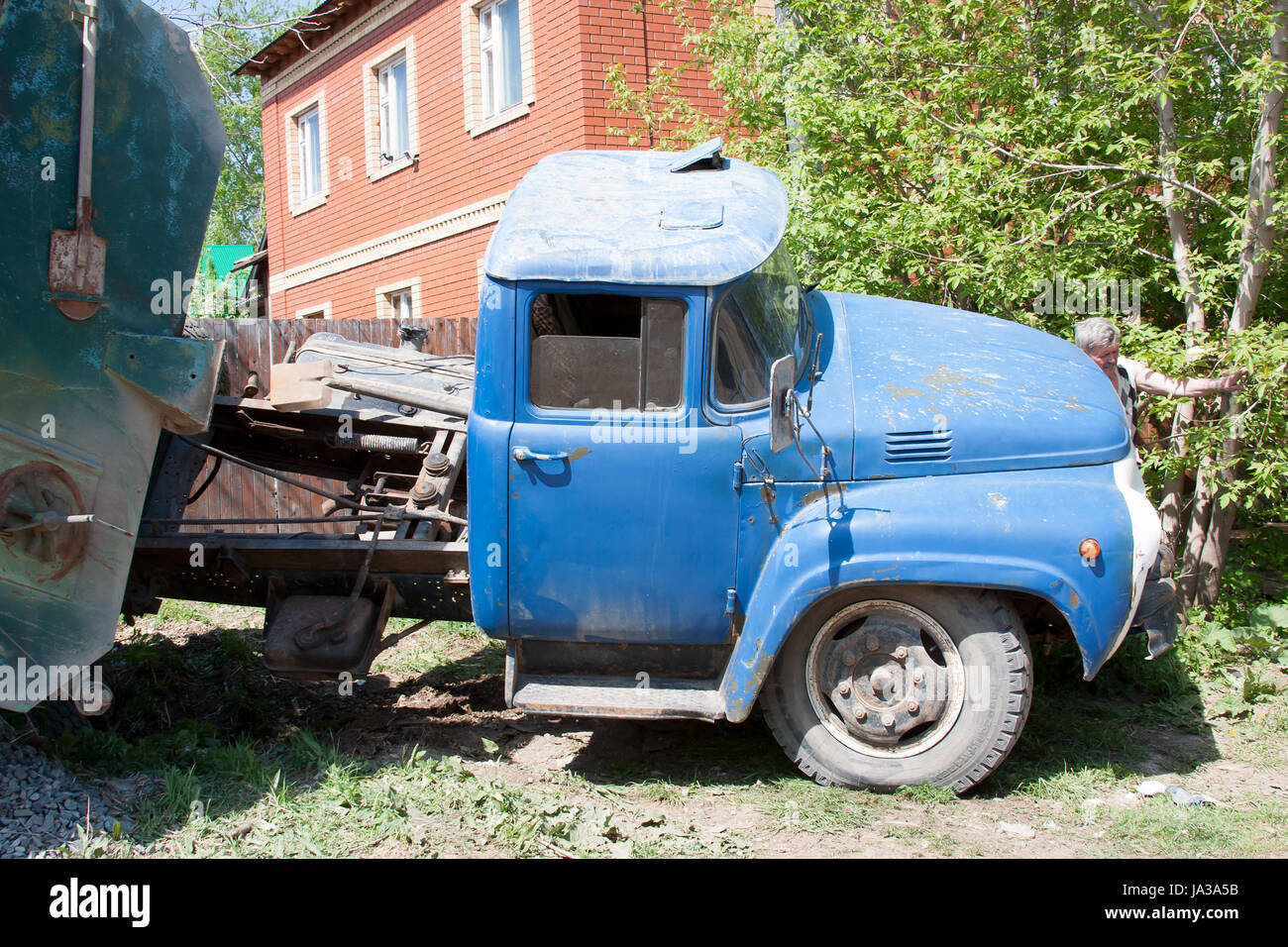 a truck with a load fell down on a starboard Stock Photo - Alamy
