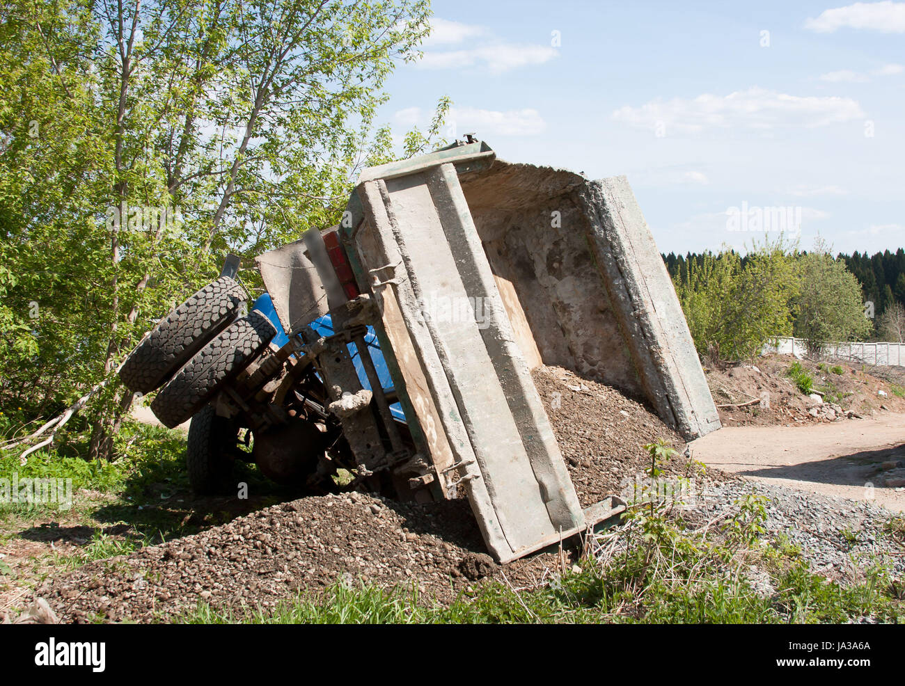 a truck with a load fell down on a starboard Stock Photo - Alamy