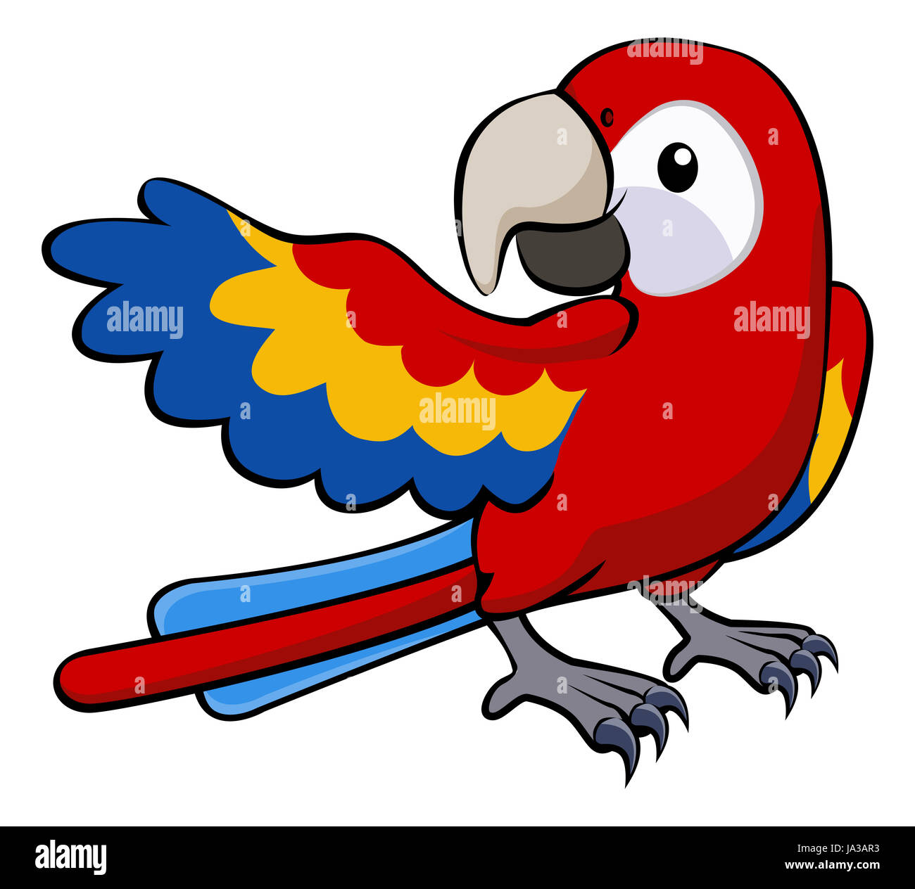 Cartoon Parrot Character Pointing Wing High Resolution Stock ...