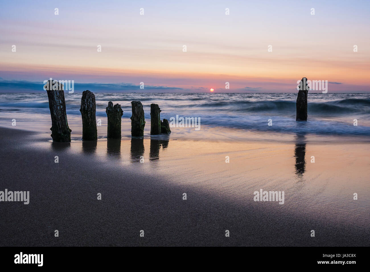 sunset, beach, seaside, the beach, seashore, water, baltic sea, salt ...