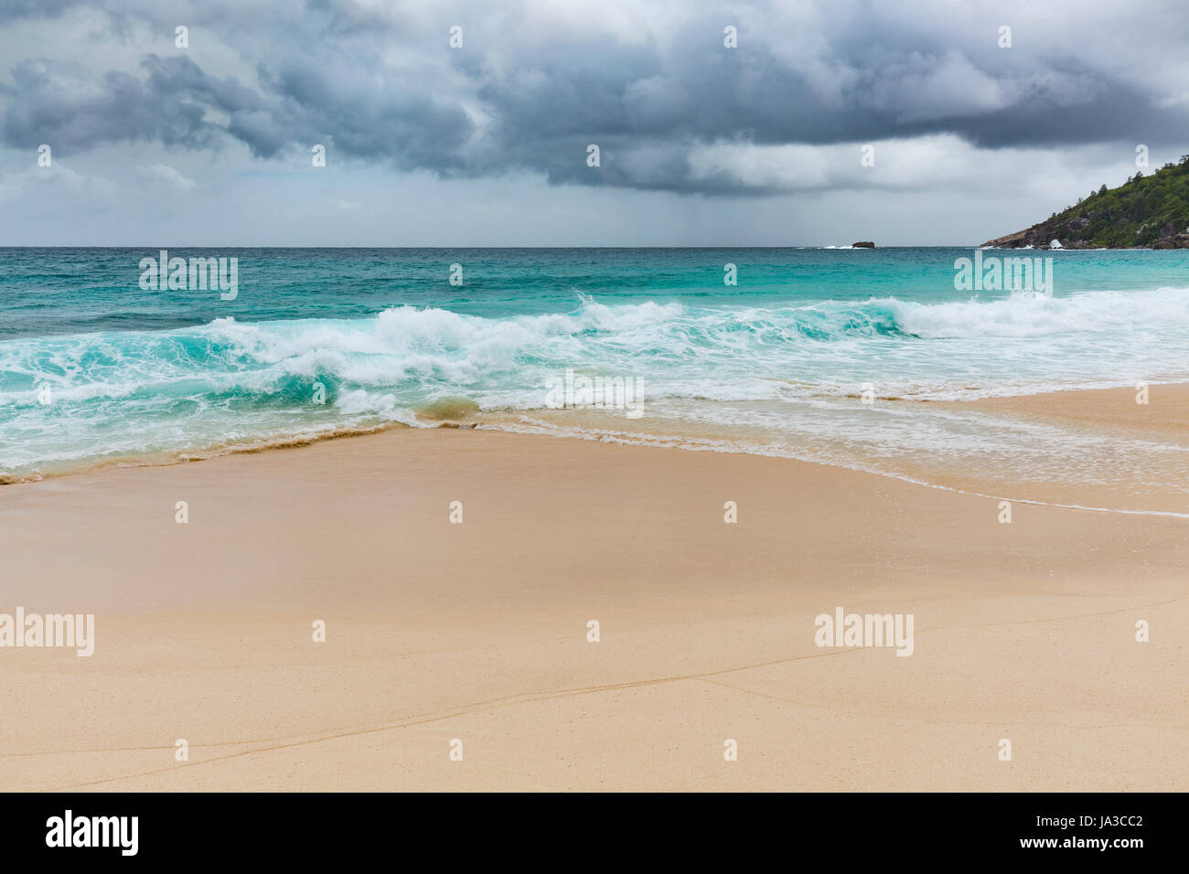 Anse Intendance in the south of Mahe, Seychelles during a storm Stock ...