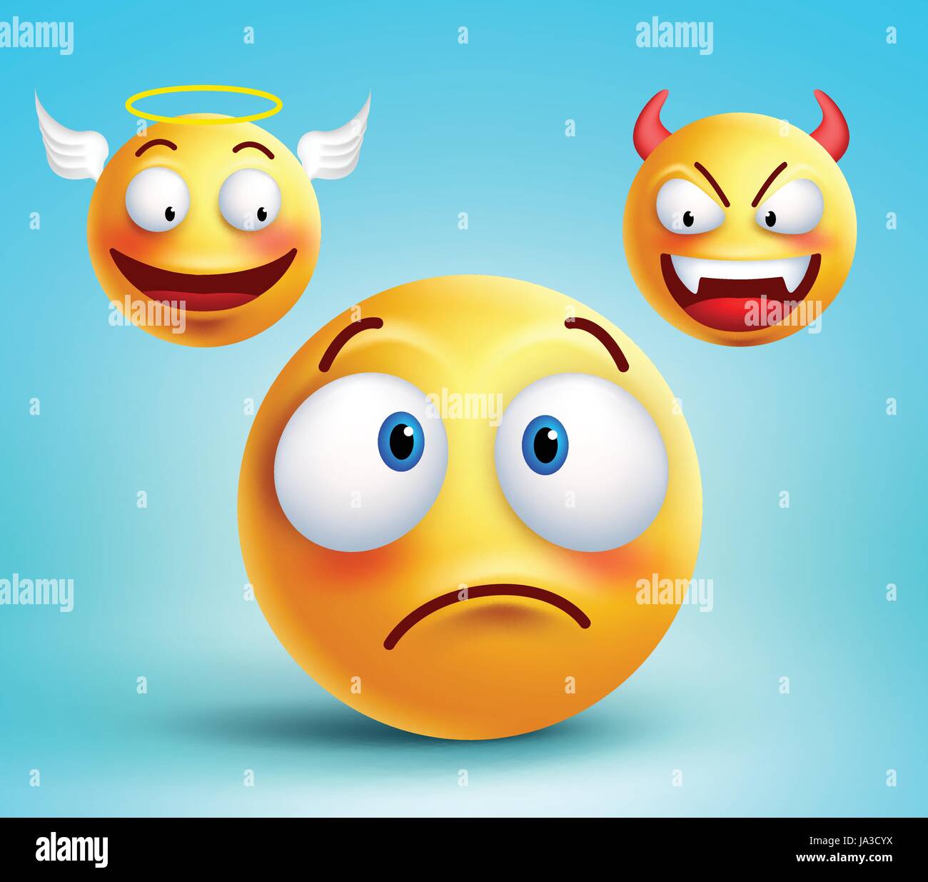 Emoticon smiley yellow thinking hi-res stock photography and images - Alamy