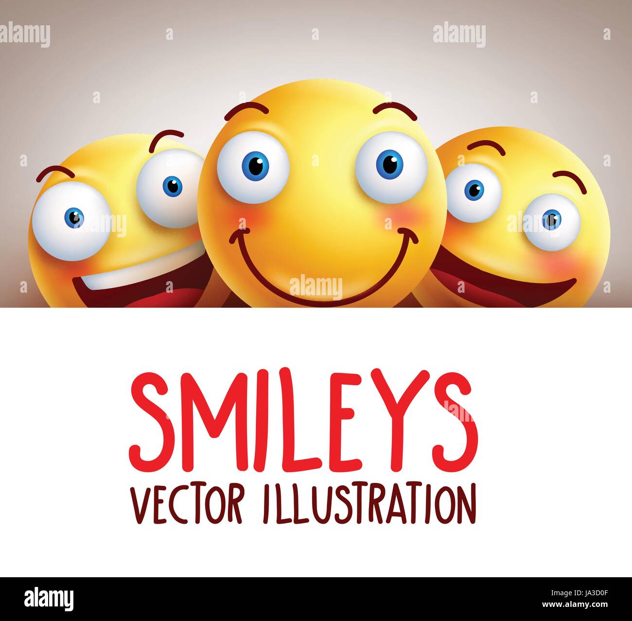 Happy smileys funny vector background with different smile and white ...