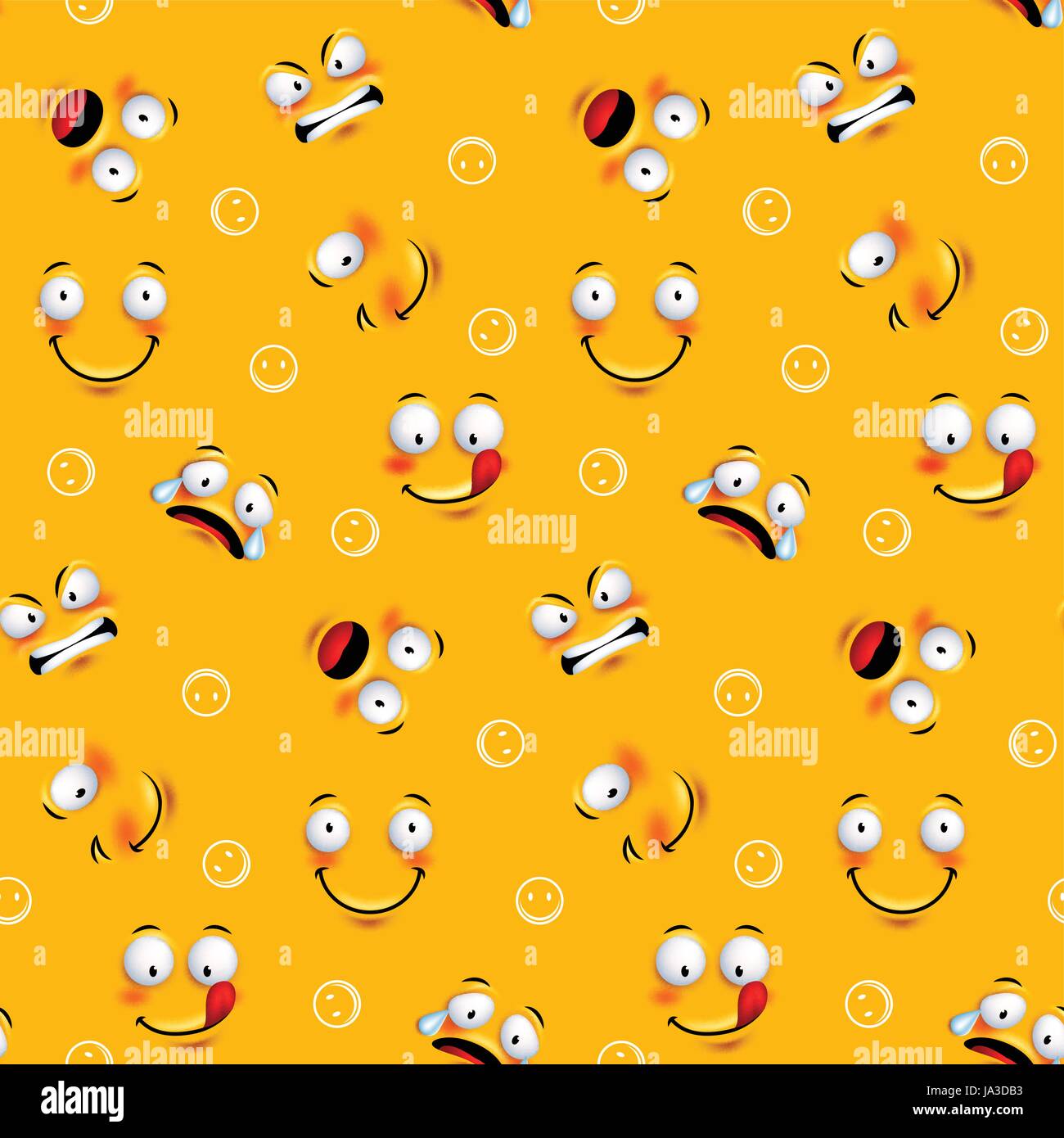 Smiley face seamless pattern with funny facial expressions in ...