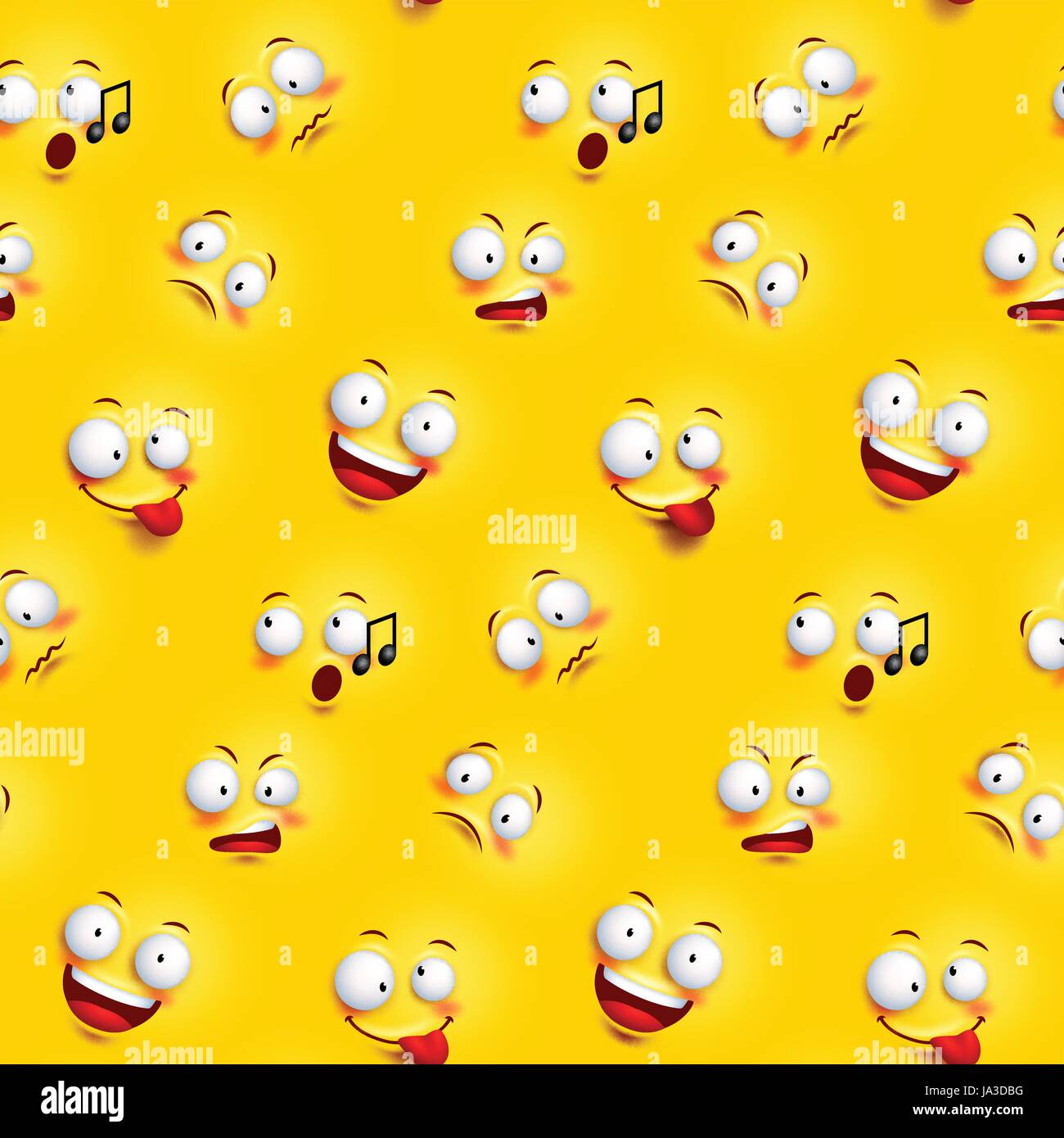 Seamless smiley face pattern with funny facial expressions in ...