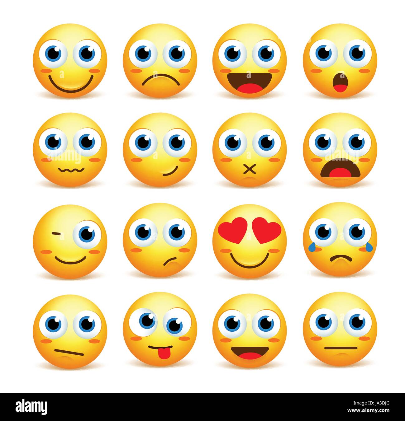 Smiley face vector set of emoticons and icons in yellow color with ...