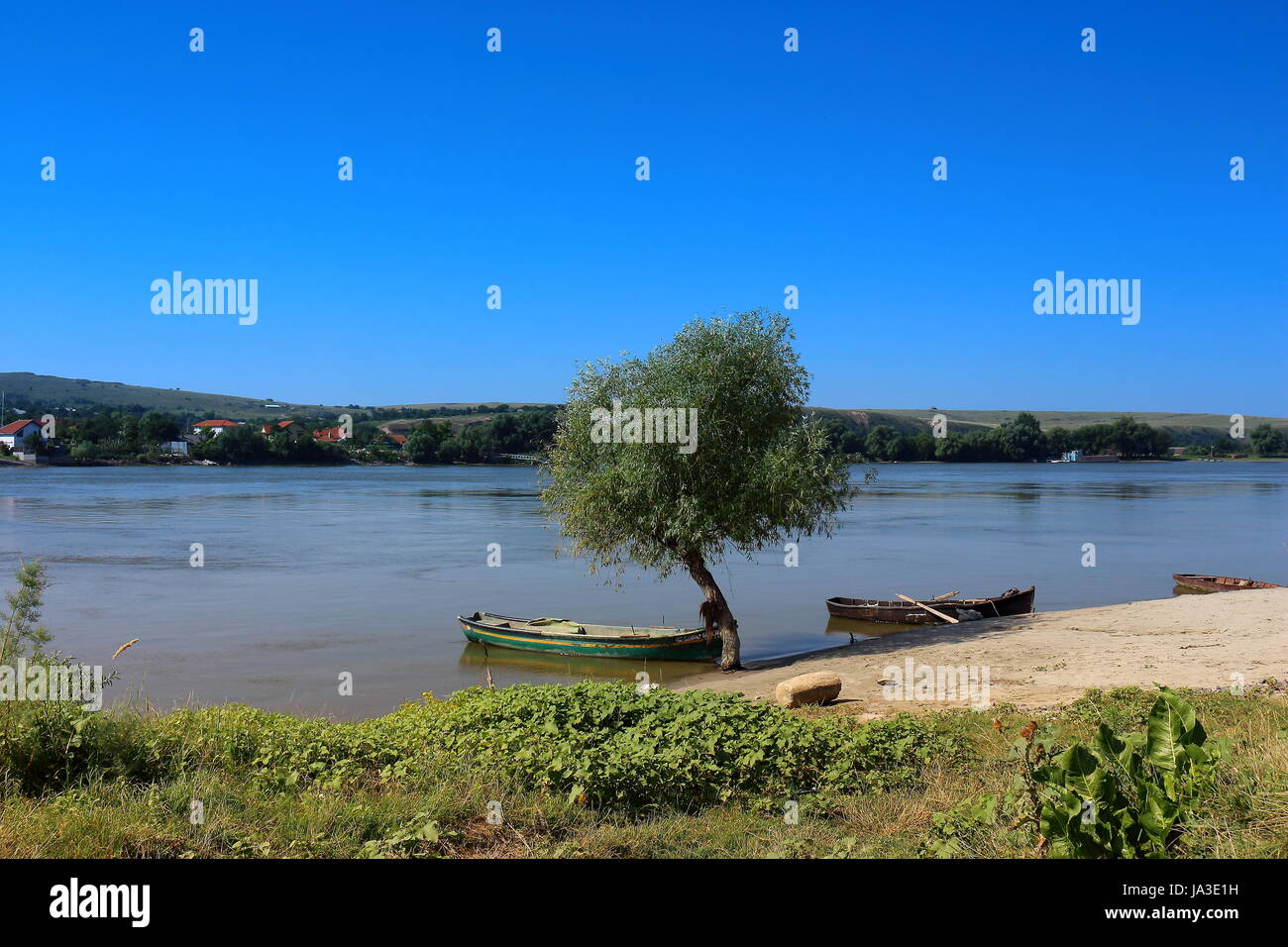 summer, summerly, reflection, outdoor, danube, romania, landscape ...