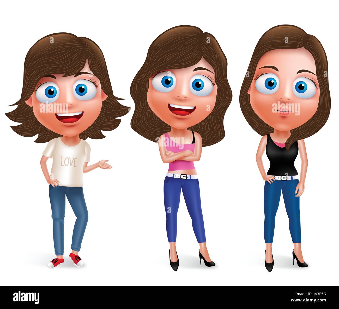 Pretty Teen Girl Wearing Jeans Stock Vector Images Alamy