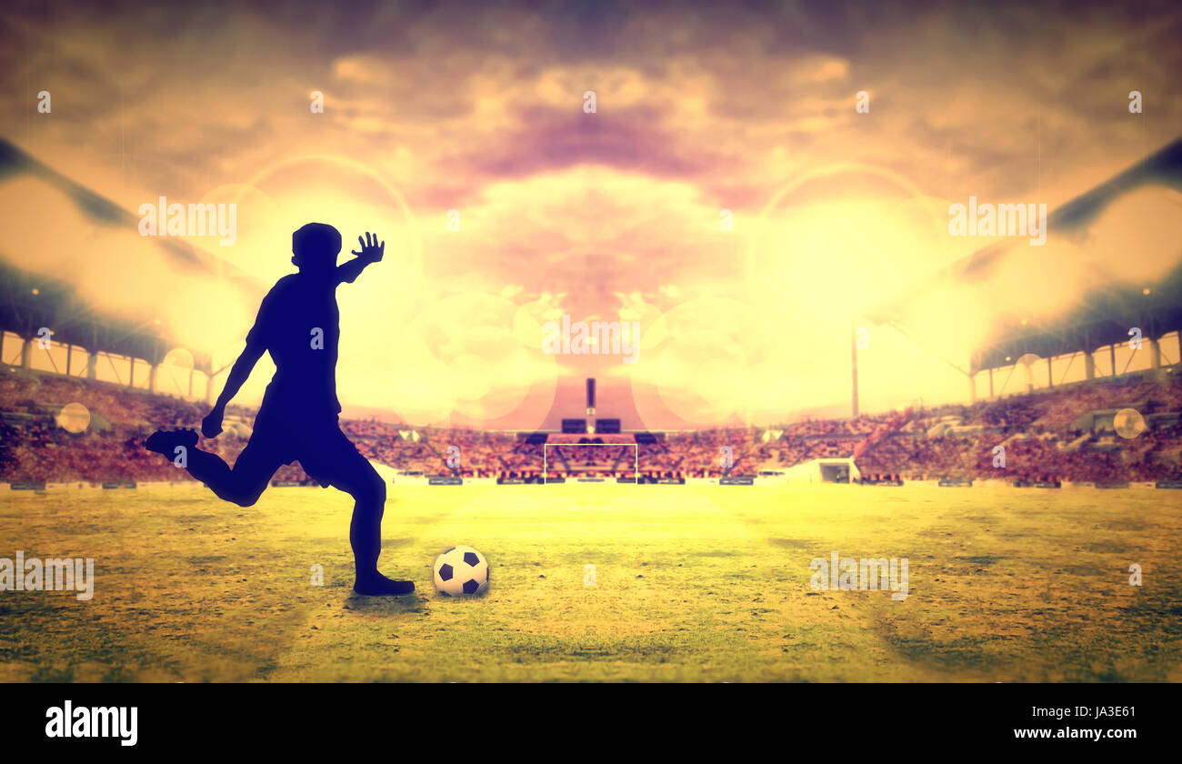 Footballer stadium silhouette hi-res stock photography and images - Alamy