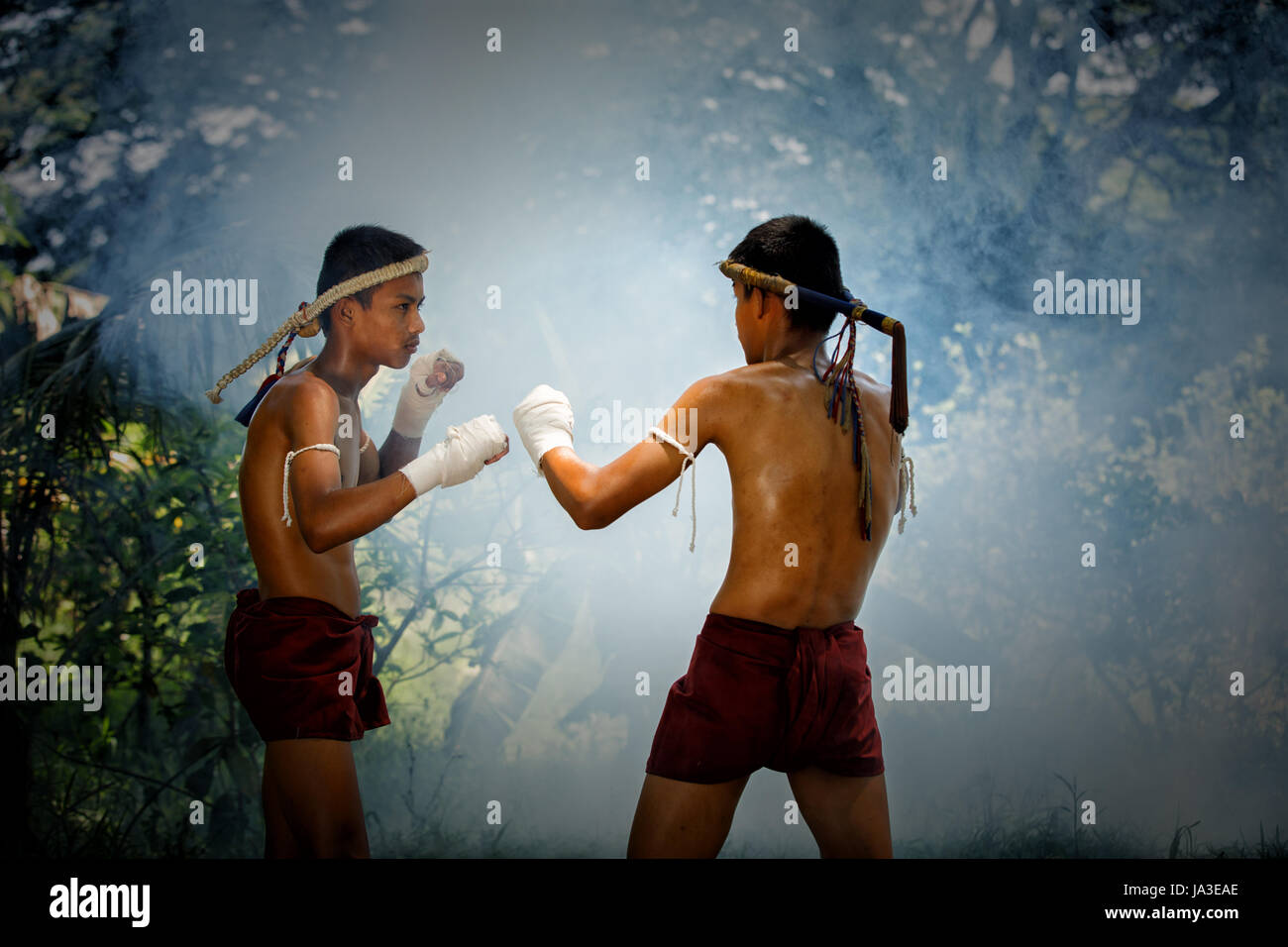 Muay thai or Thai boxing at Thailand Stock Photo - Alamy