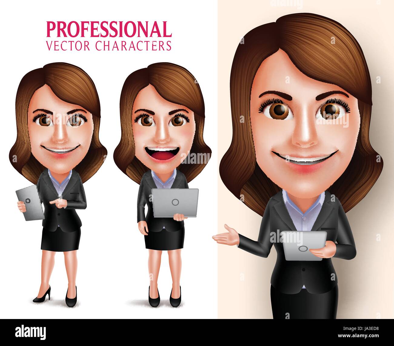 Businesswoman laptop standing in Stock Vector Images - Alamy