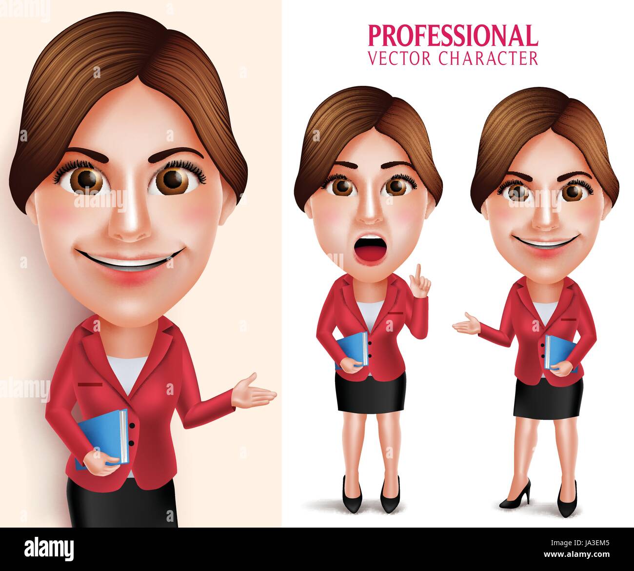 Set of Good Looking Professional School Teacher Vector Character ...