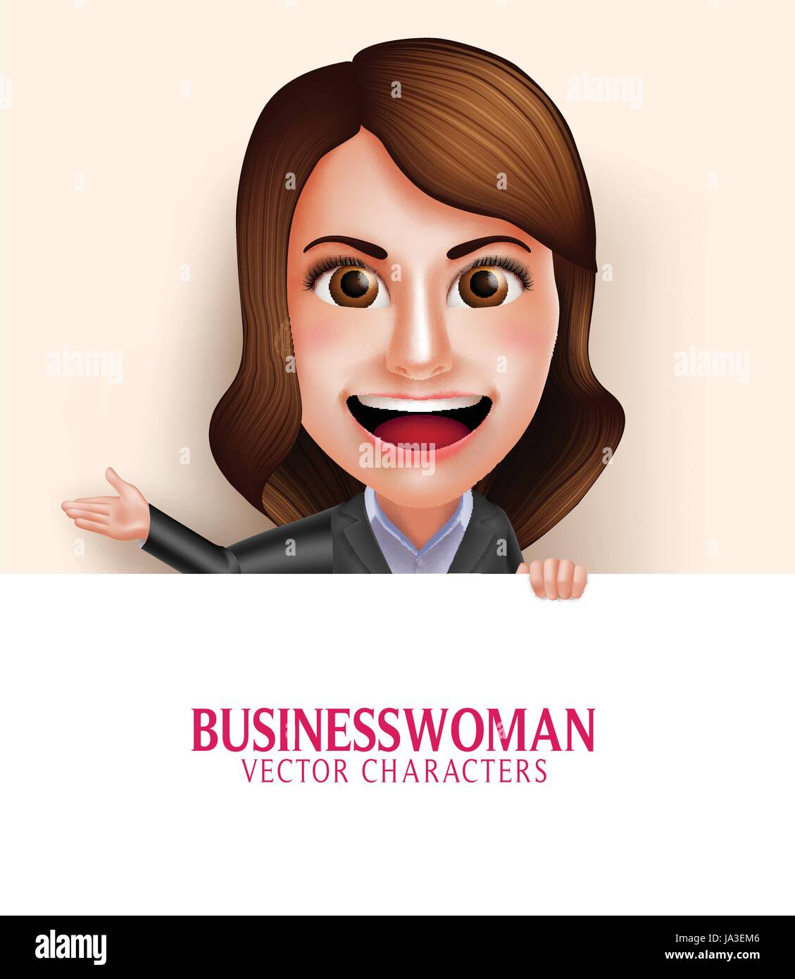 Set of Professional Business Woman Vector Character with Friendly Smile ...