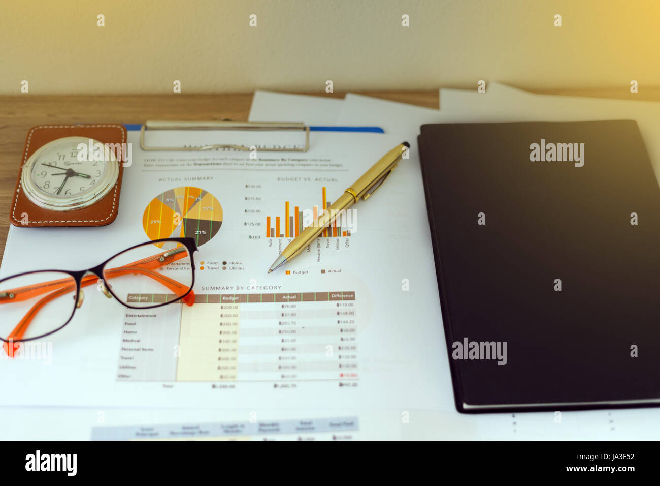Business concept of office working and analysis graphics Stock Photo ...