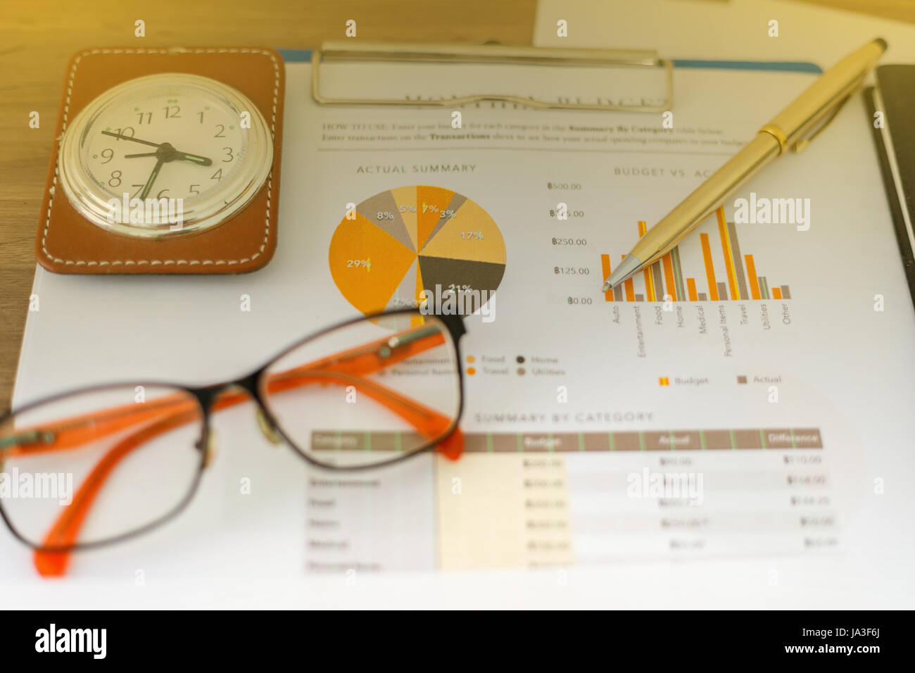 Business concept of office working and analysis graphics Stock Photo ...