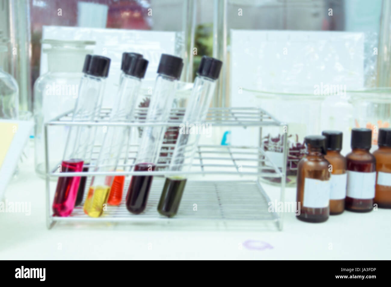 blurry of sample Test tubes on stand in lab ,vintage tone Stock Photo ...