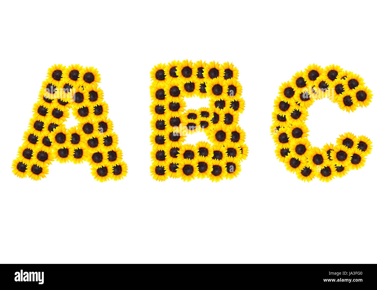 Letter ABC alphabet with sunflower Stock Photo - Alamy