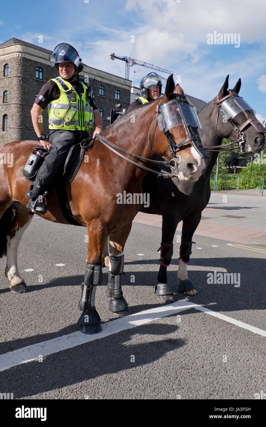 Mounted police providing security before the UEFA Champions League ...