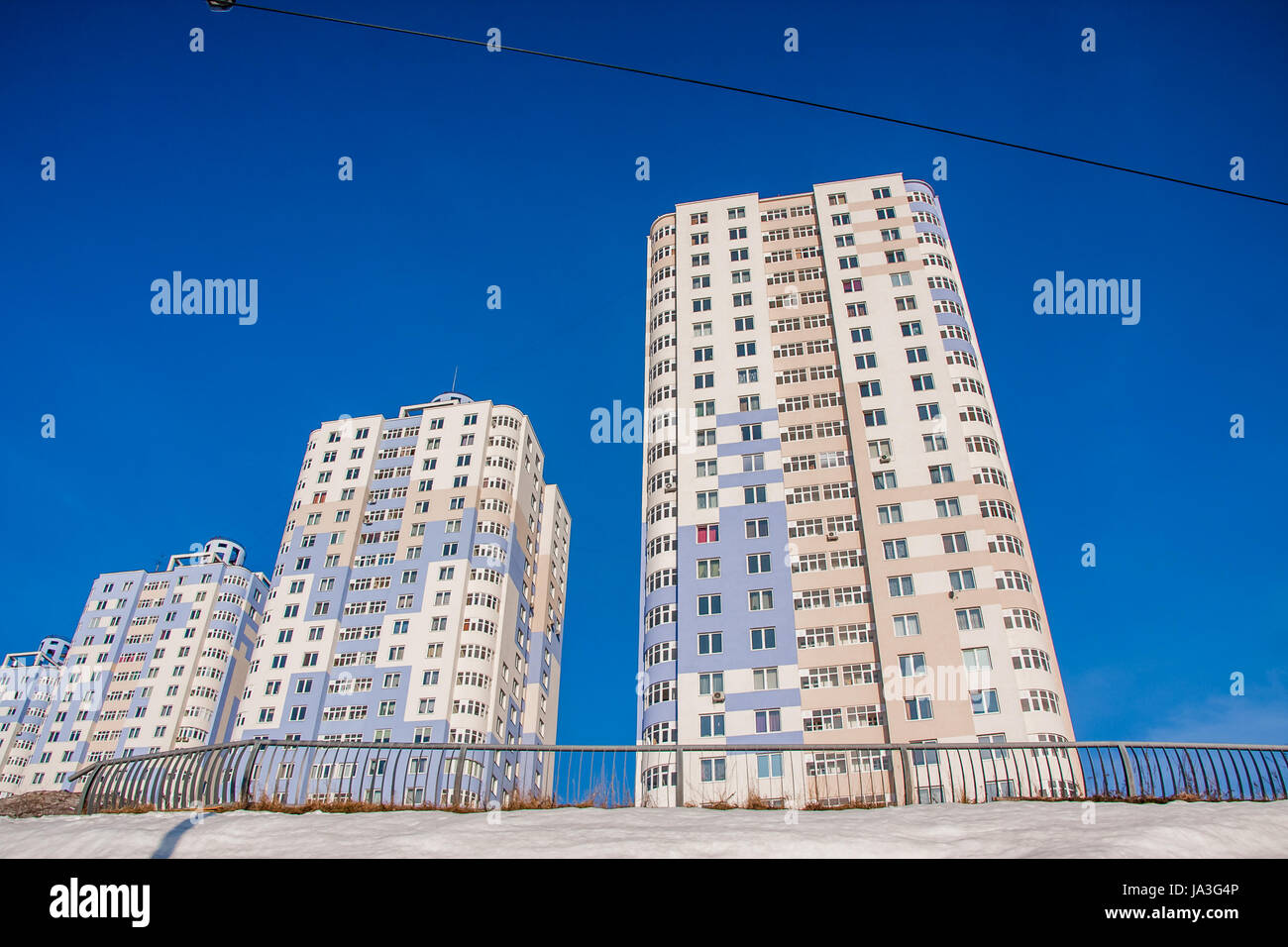 New modern inhabited complex with high-altitude houses on a background ...