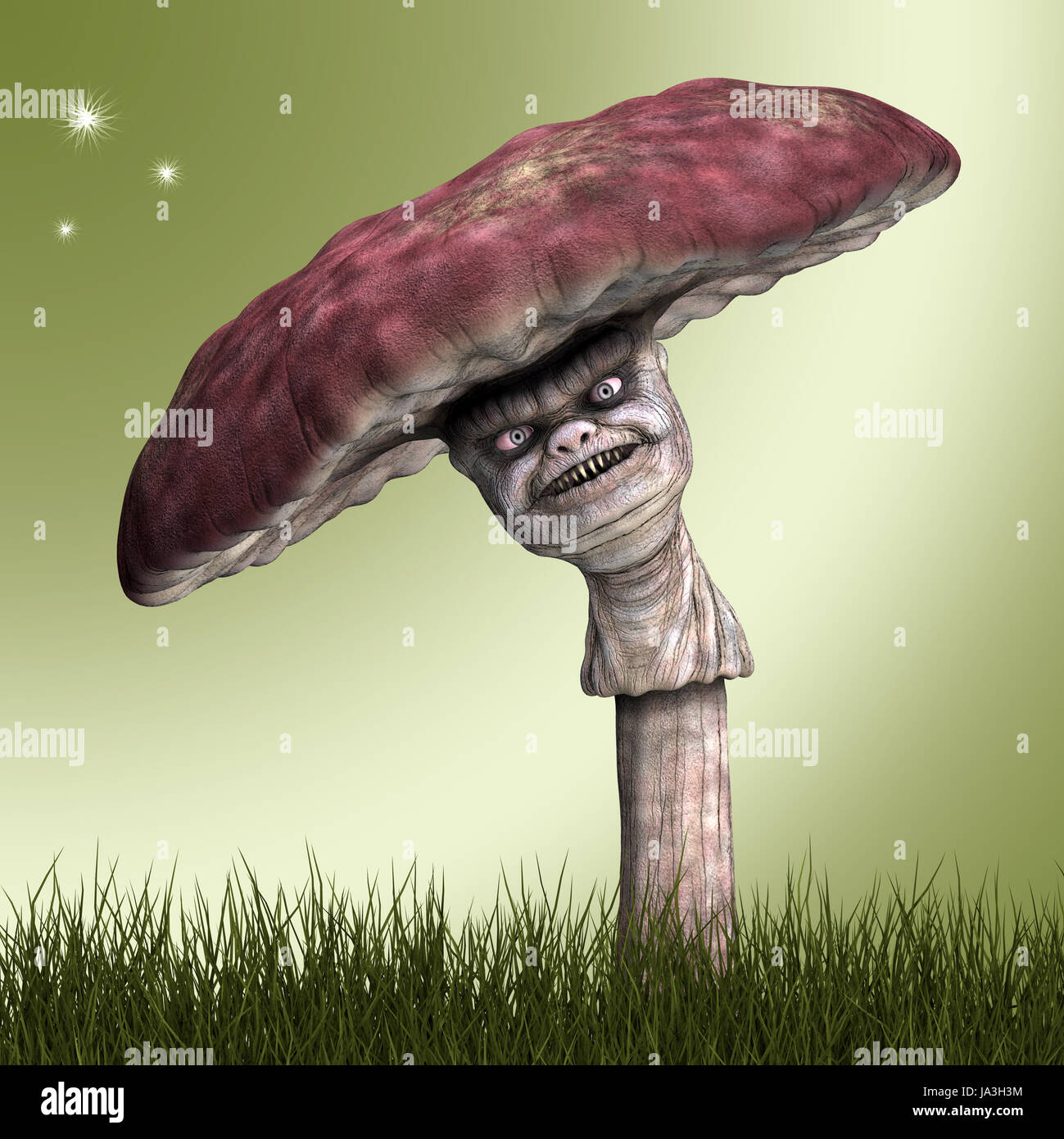 fantasy, fabulous, mushroom, fungus, humour, green, face, fantasy ...