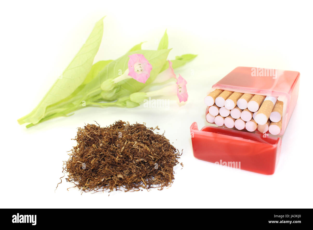 tobacco with cigarette and flower Stock Photo - Alamy
