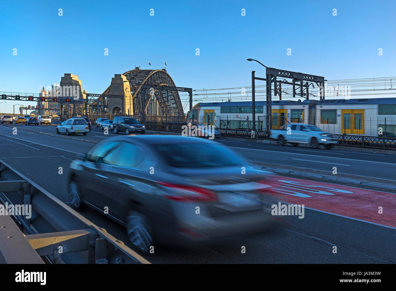 On the road towards the Harbour Bridge in Sydney Stock Photo - Alamy