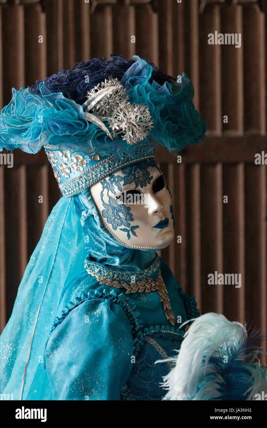 blue, lady, venice, carnival, costume, woman, blue, humans, human ...