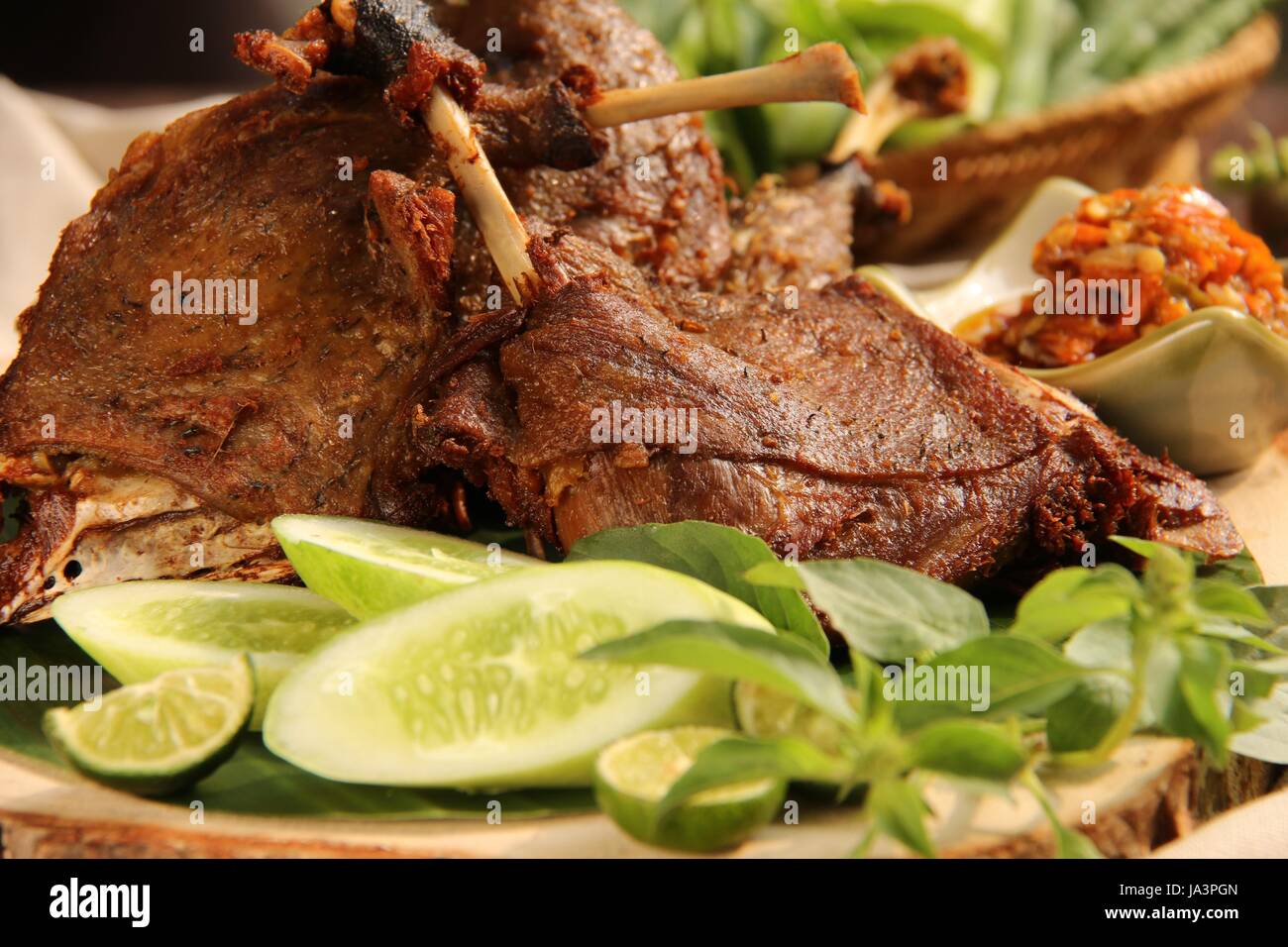 Bebek Goreng, a Popular Indonesian Dish of Fried Duck, Served with Red ...