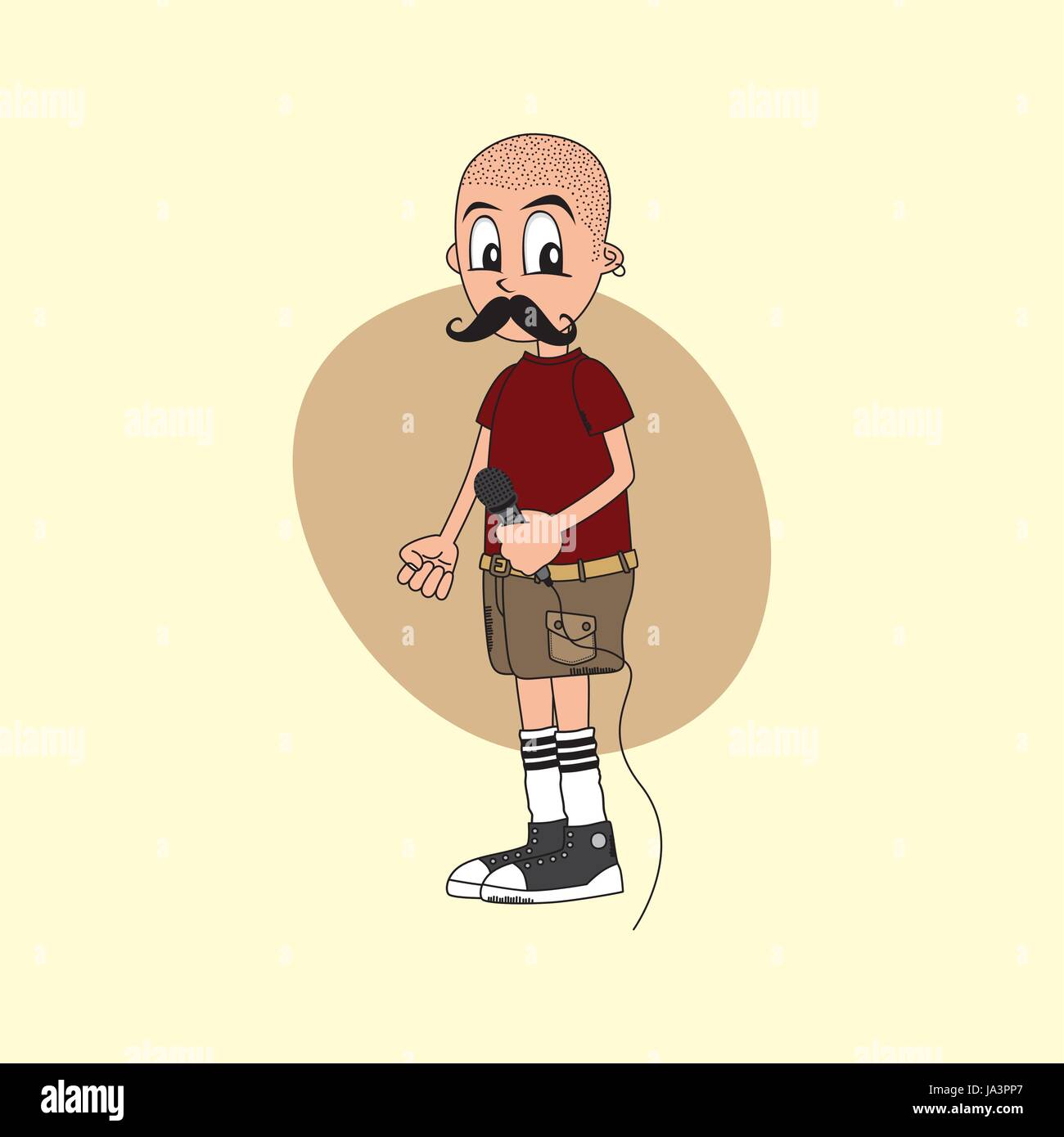 male cartoon character singer music band theme vector art illustration ...