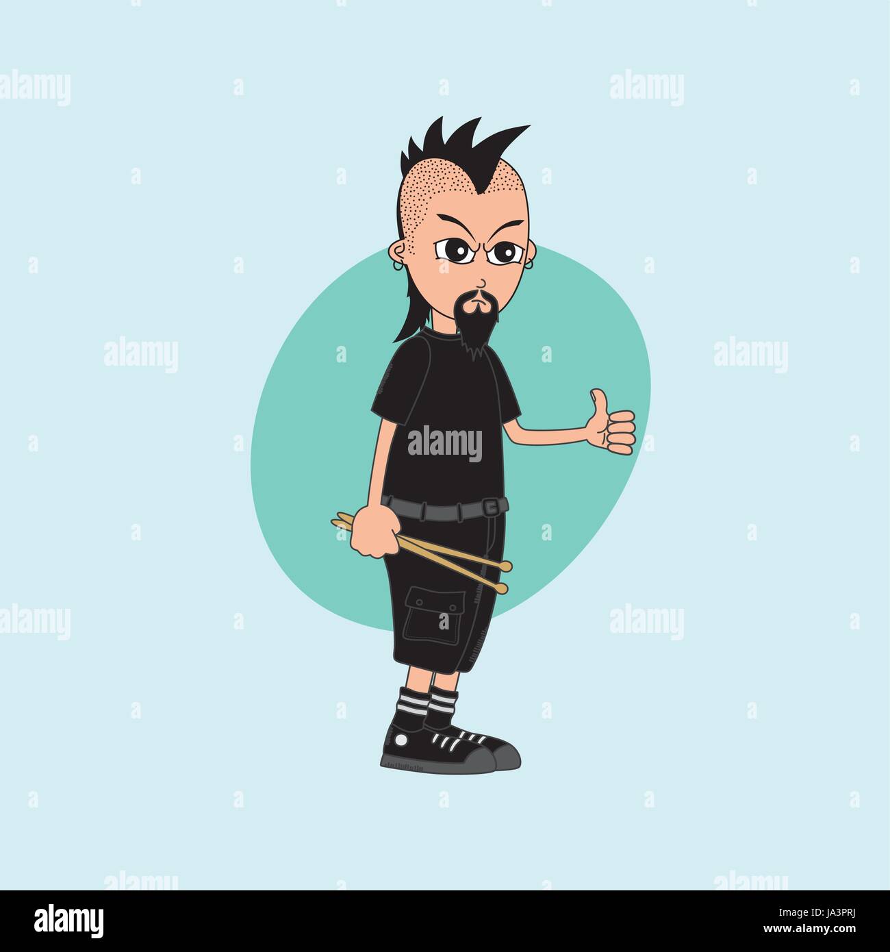 male cartoon character drummer music band theme vector art illustration ...