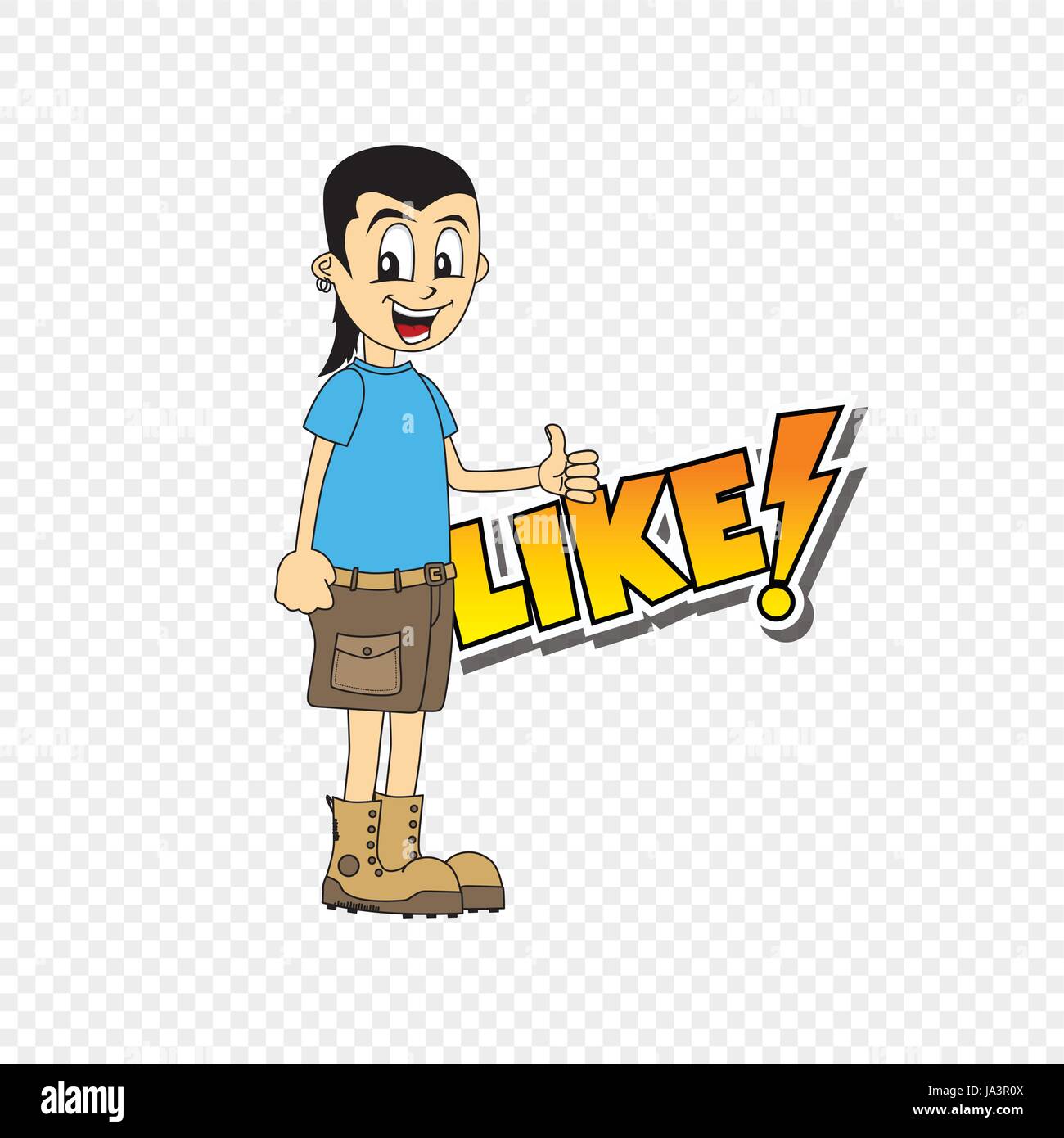 male cartoon character like text thumb up theme vector art illustration ...