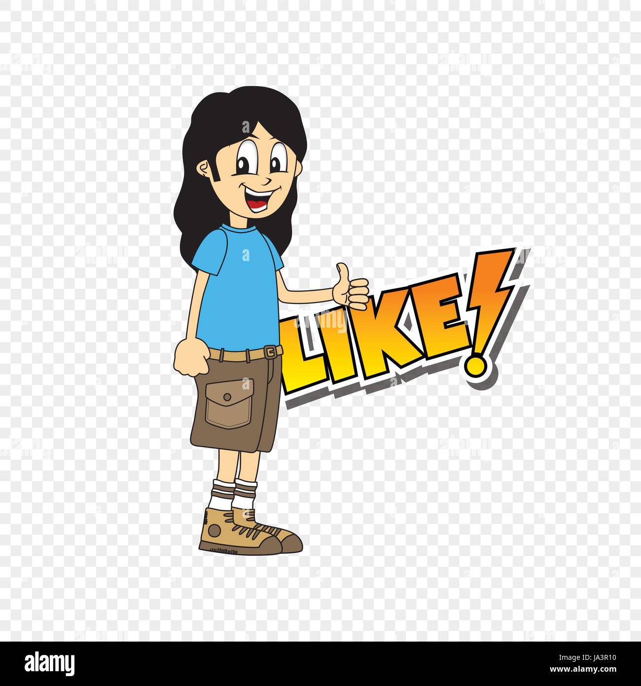 male cartoon character like text thumb up theme vector art illustration ...