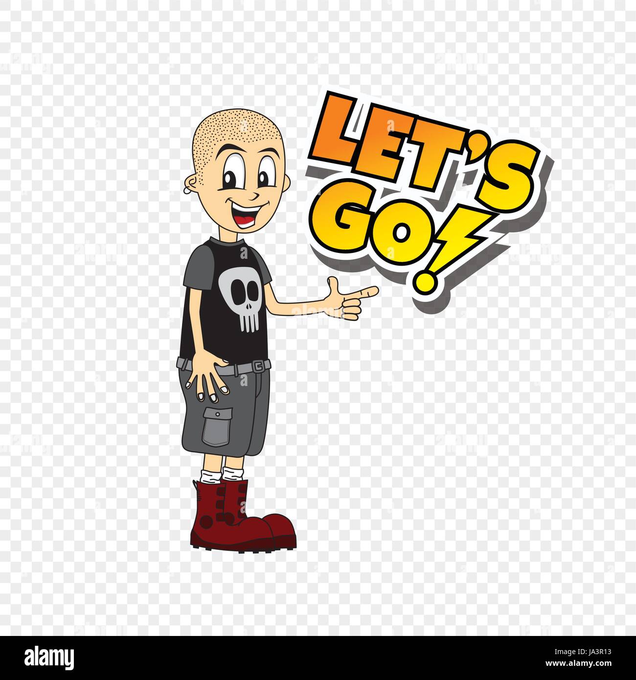 male cartoon character let's go text theme vector art illustration ...