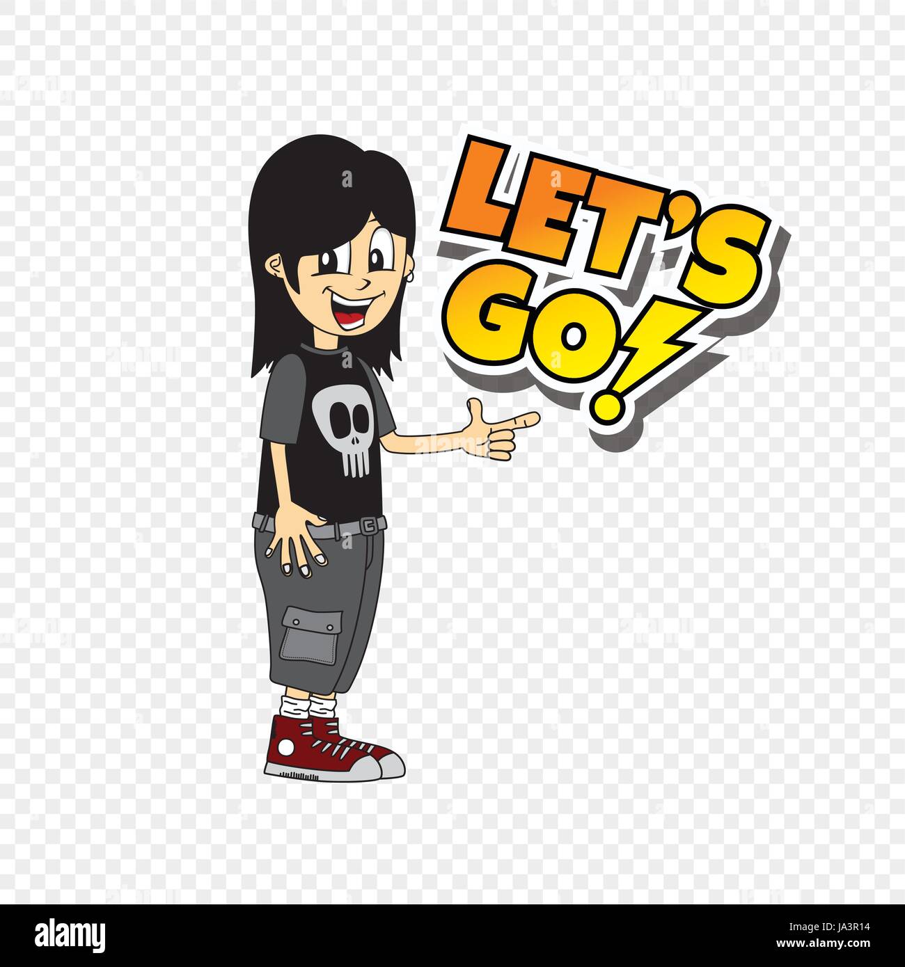 male cartoon character let's go text theme vector art illustration ...