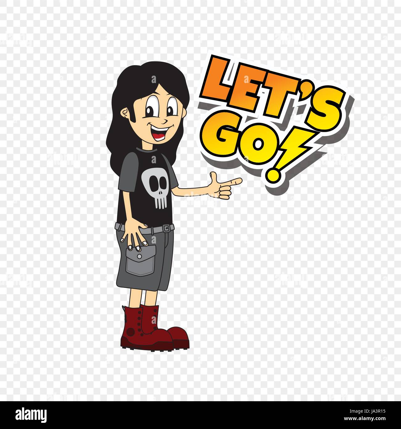 male cartoon character let's go text theme vector art illustration ...