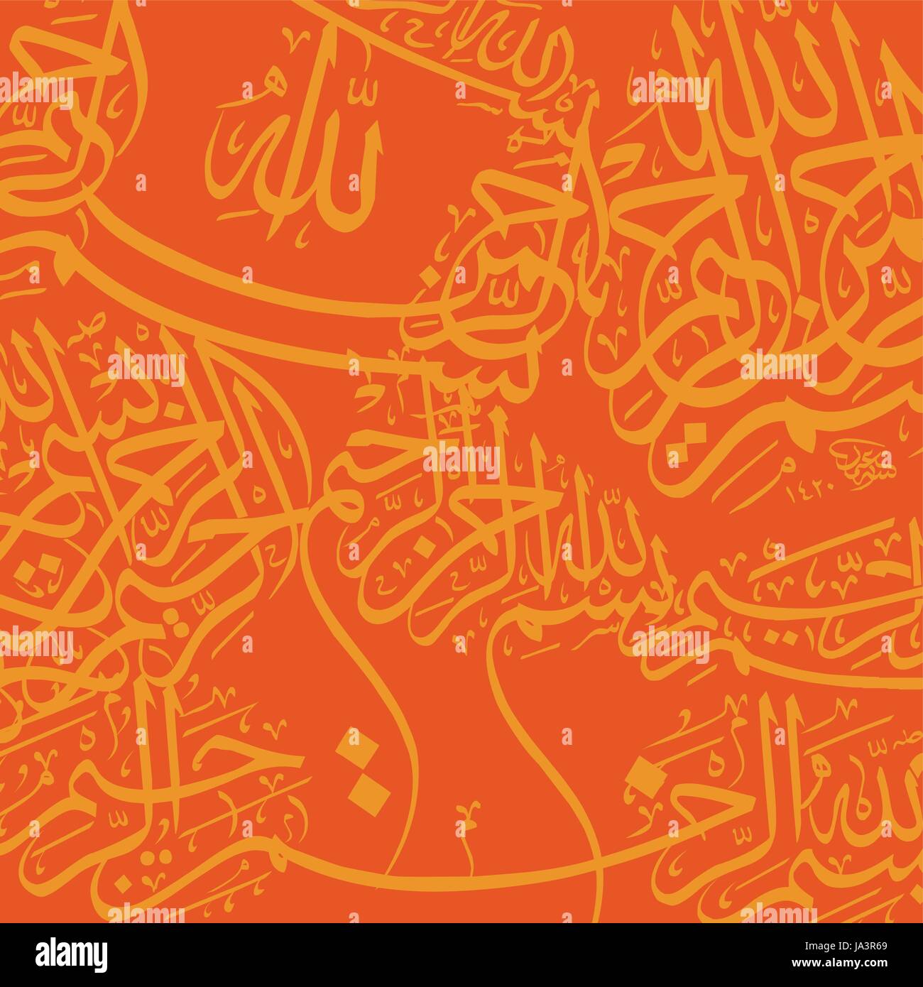 orange islamic calligraphy background theme vector art illustration ...
