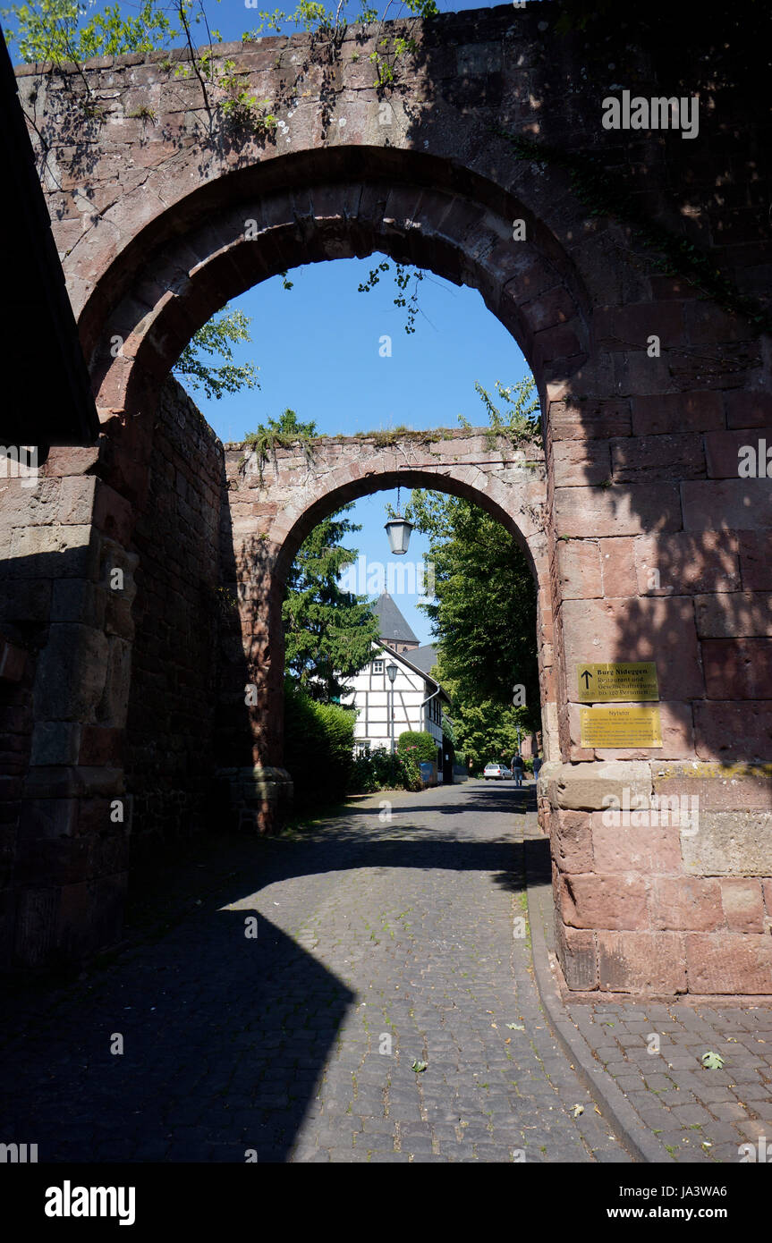 historical, old town, castle gate, sandstone, fortification, german ...