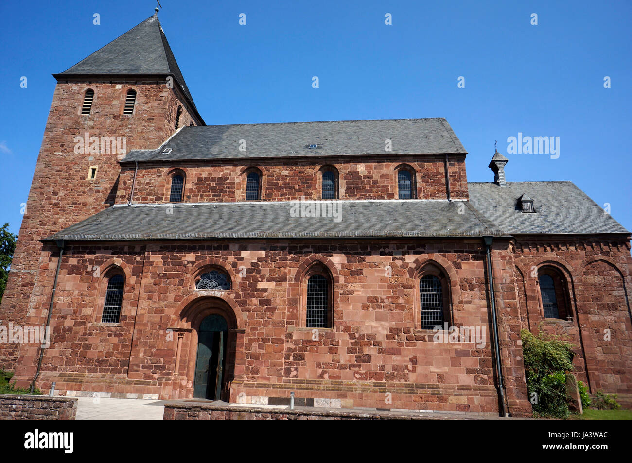 blue, church, location shot, germany, german federal republic ...