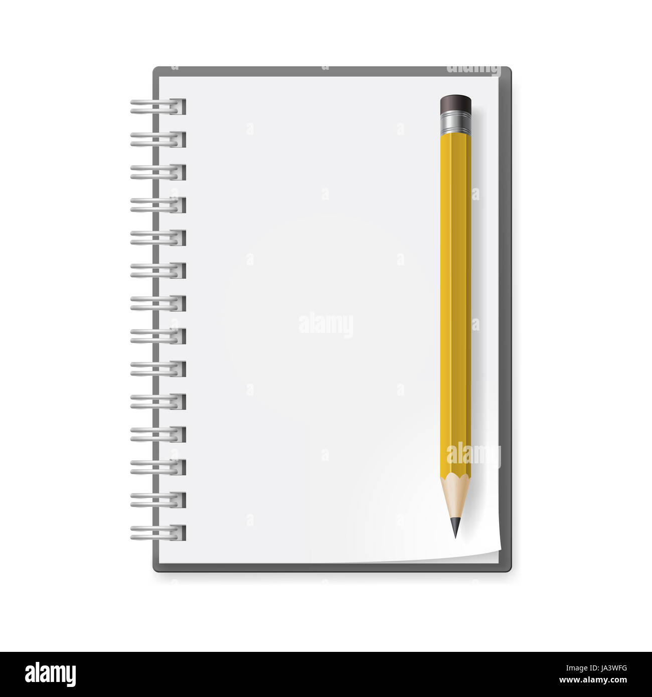 Notebook with pencil. Illustration on white background for design Stock ...