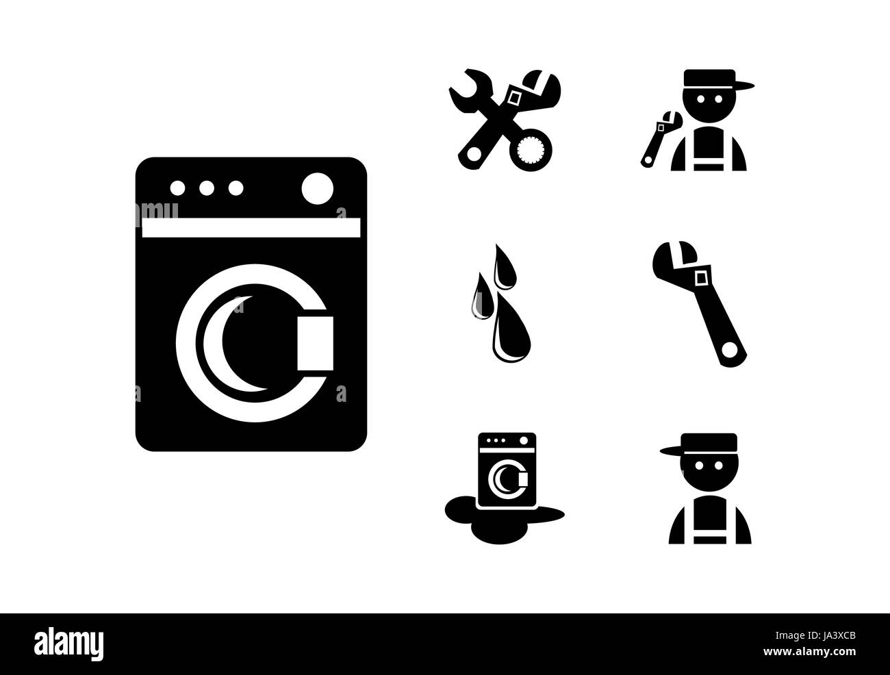 Black Washing machine Icons Set, eps vector illustration Stock Photo ...