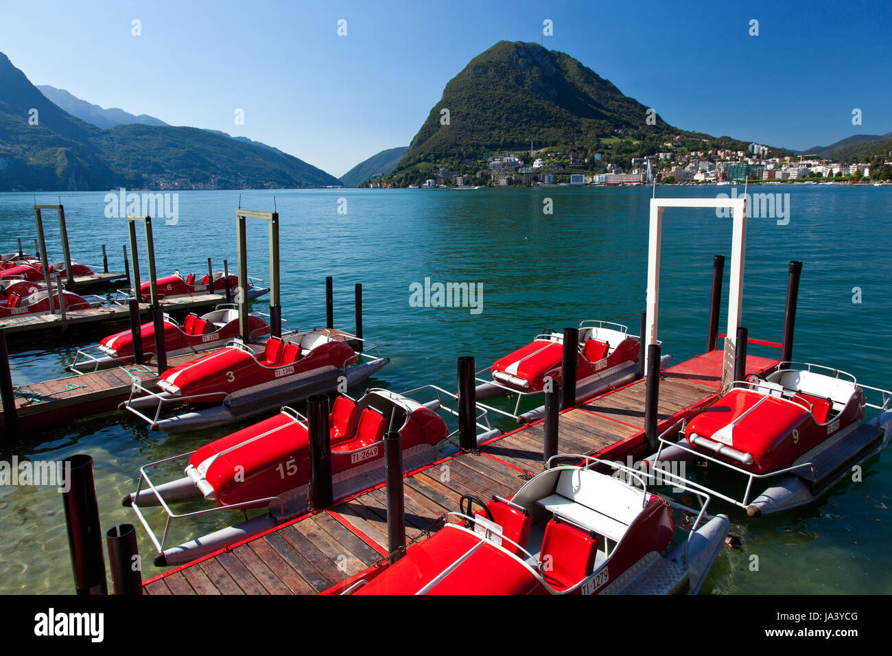 switzerland, tessin, salt water, sea, ocean, water, red, rowing boat ...