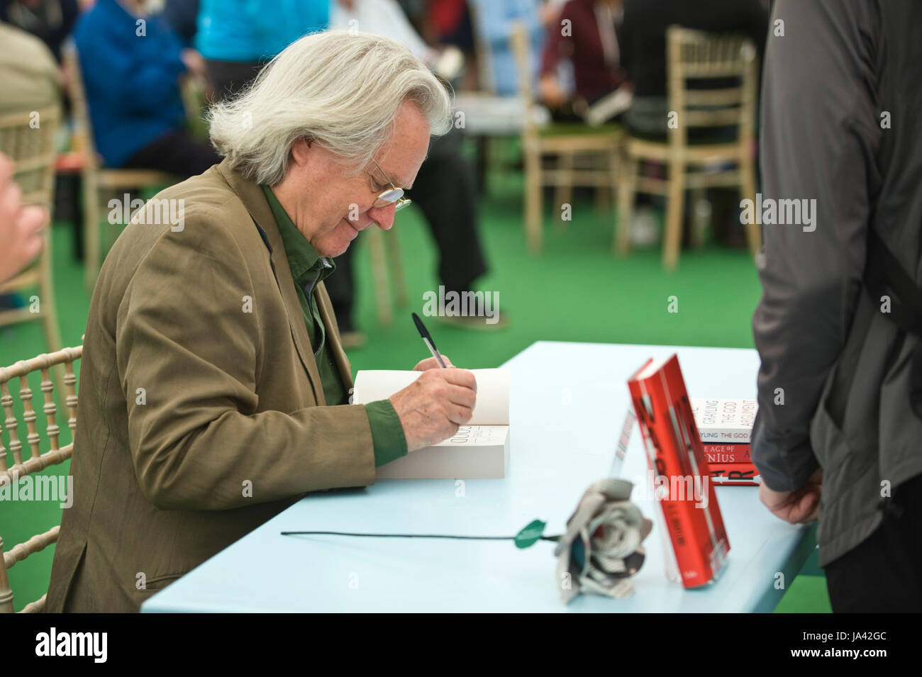 AC Grayling philosopher book signing for fans in the bookshop at Hay ...
