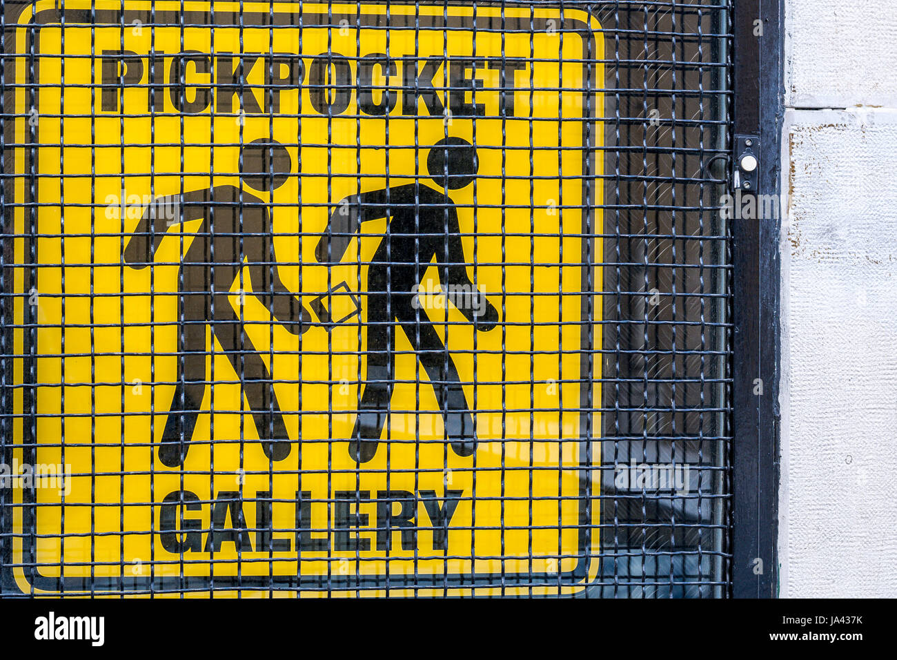 Pickpocket gallery - a warning sign black on yellow background Stock ...