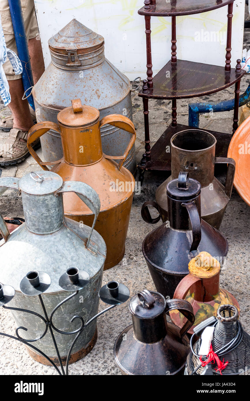 Variety of antique treasure items at Portugal market - pirates ...