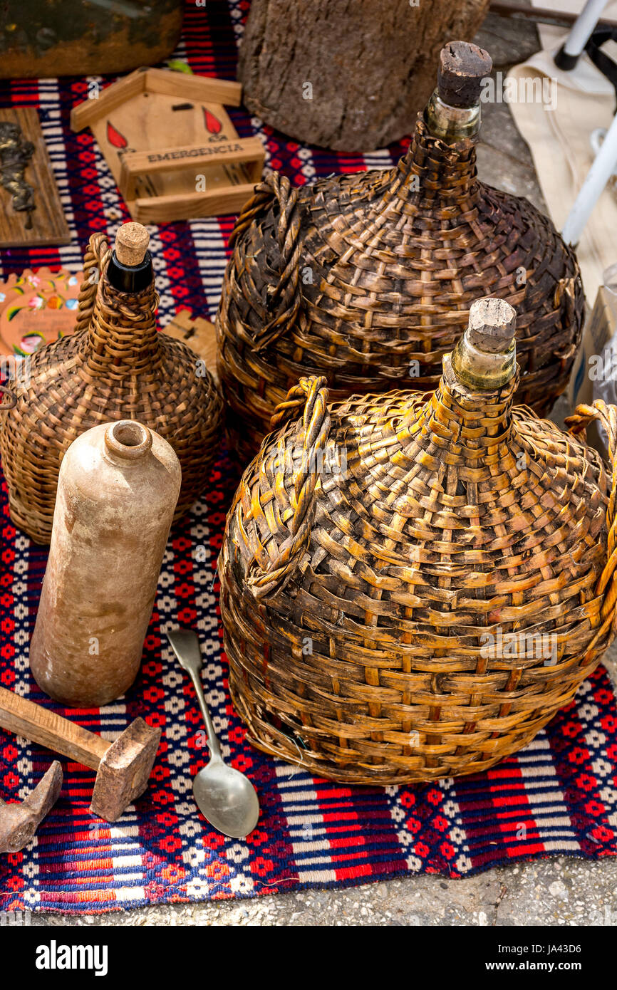 Variety of antique treasure items at Portugal market - pirates ...