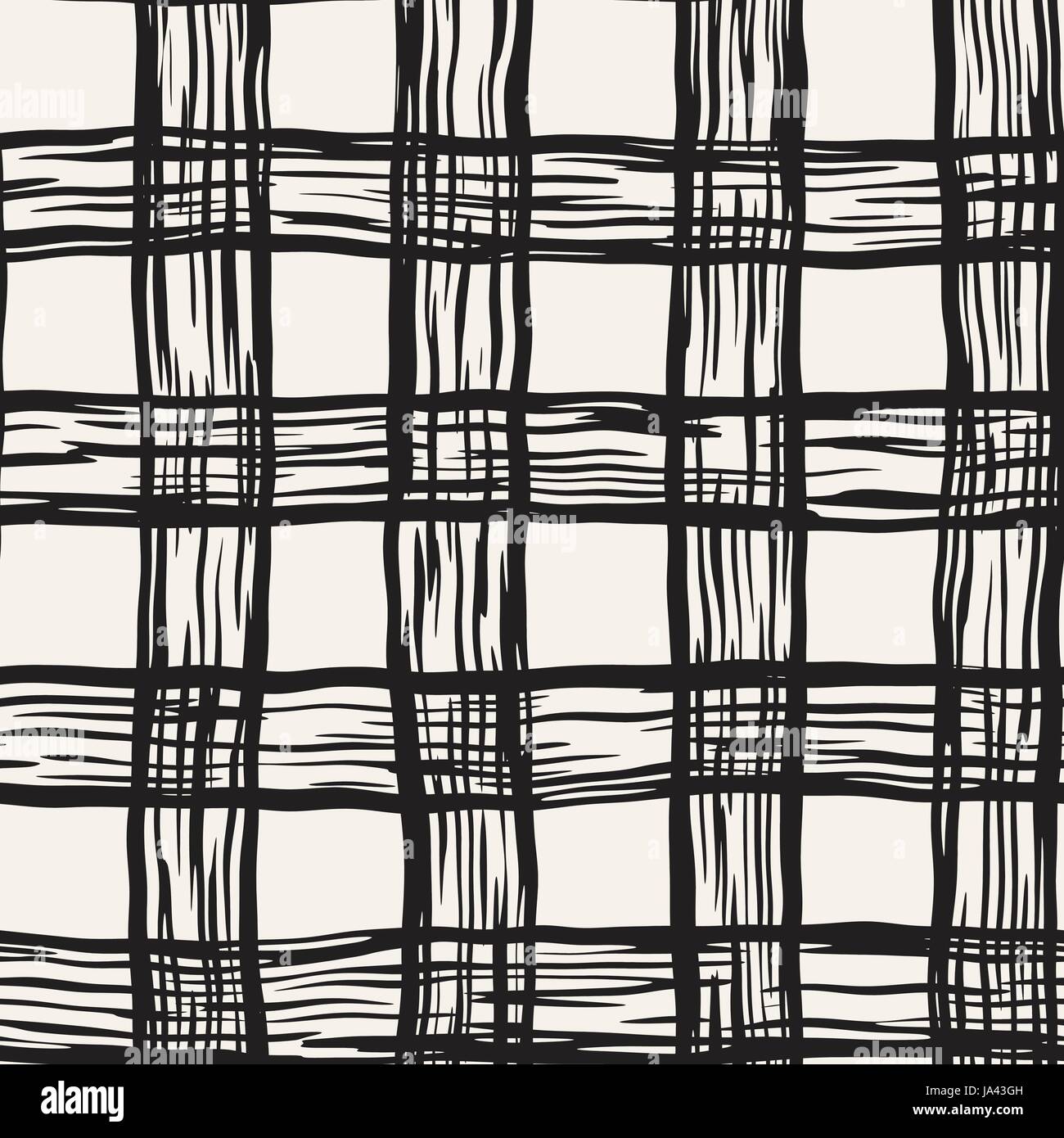 Hand drawn seamless plaid pattern. Allover pattern with ink doodle ...