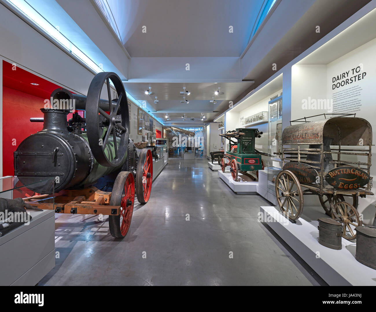 Low level view of main exhibition space with steam tractor. Museum of ...
